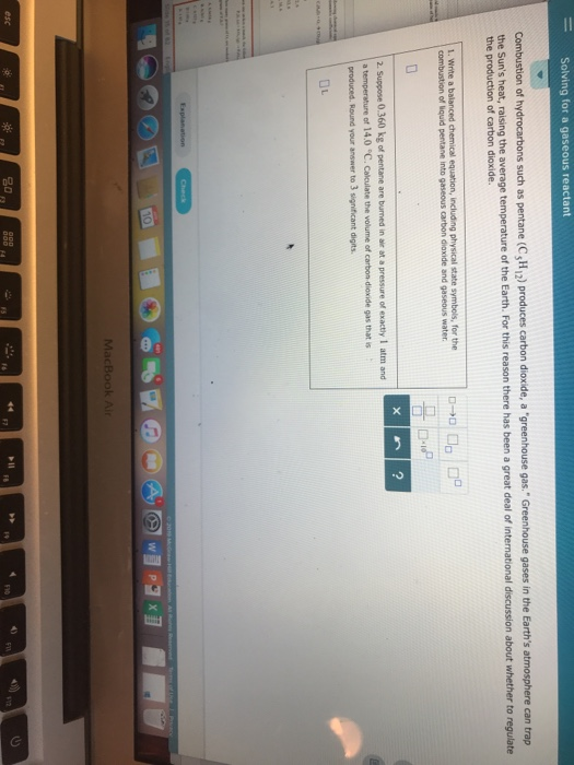 Solved Solving for a gaseous reactant Combustion of | Chegg.com