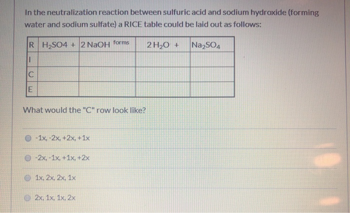 Solved In the neutralization reaction between sulfuric acid | Chegg.com