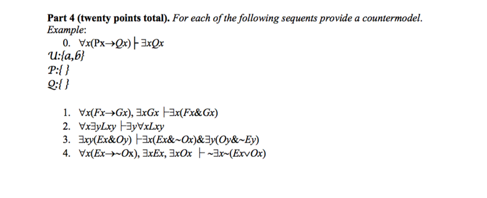 Part 4 (twenty points total). For each of the | Chegg.com