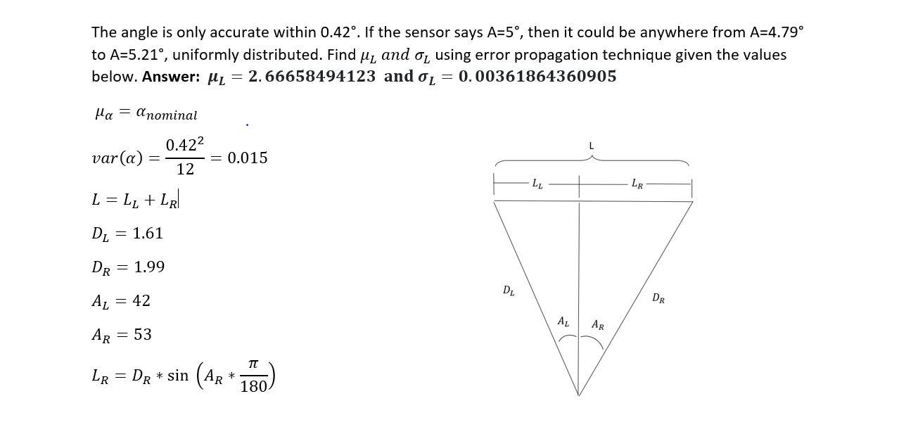 The angle is only accurate within 0.42°. If the | Chegg.com