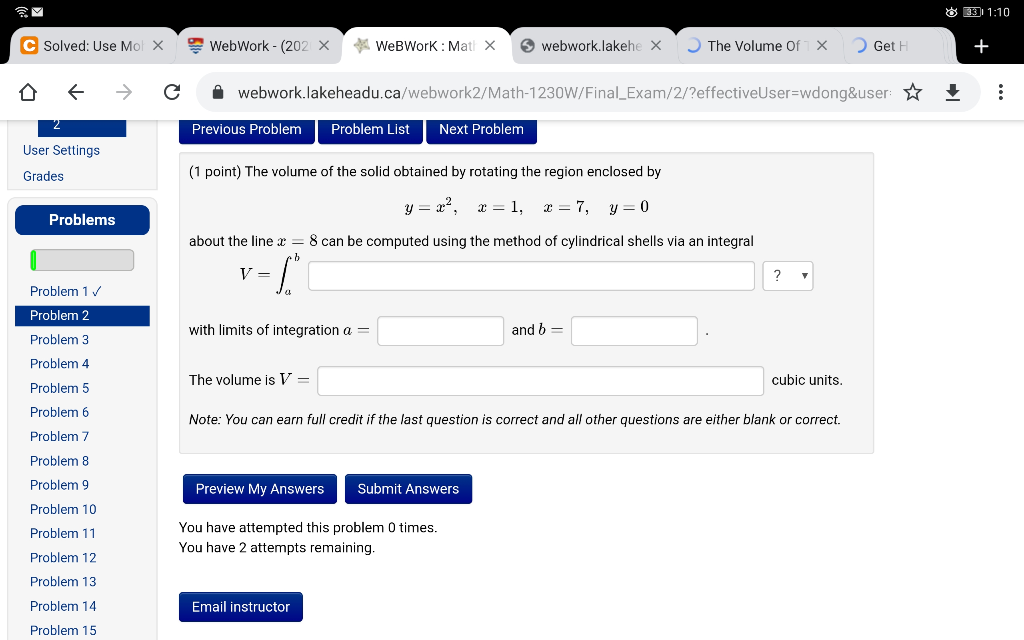 Solved 33 1:10 Solved: Use Mol x WebWork - (202 WebWork : | Chegg.com Solved 33 1:10 Solved: Use Mol x WebWork - (202 WebWork : | Chegg.com