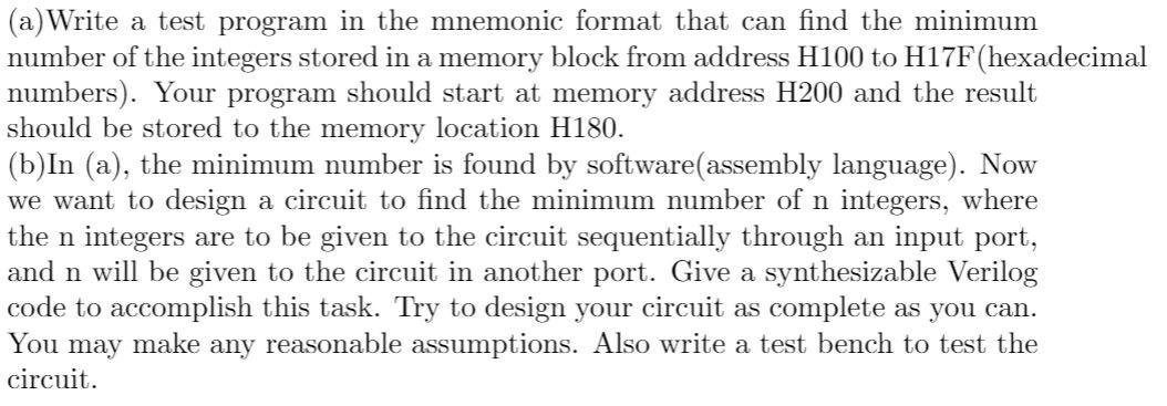 (a)Write a test program in the mnemonic format that | Chegg.com