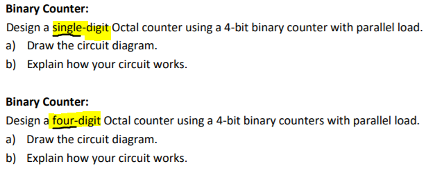 Solved: Binary Counter: Design a single-digit Octal count Solved: Binary Counter: Design a single-digit Octal count