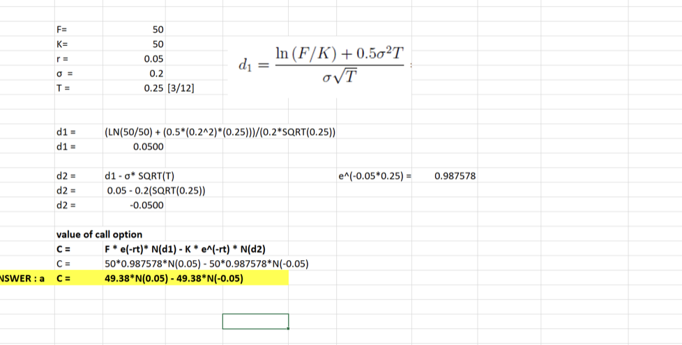 Solved Question 1: Why in calculating d1 you did not add the | Chegg.com