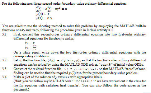 Solved For the following non-linear second-order, | Chegg.com