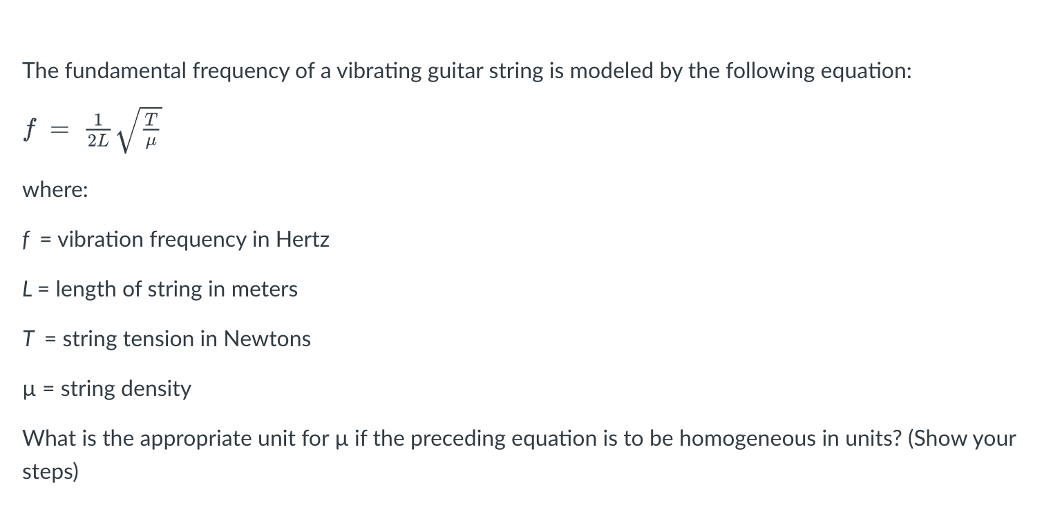 Solved The fundamental frequency of a vibrating guitar | Chegg.com