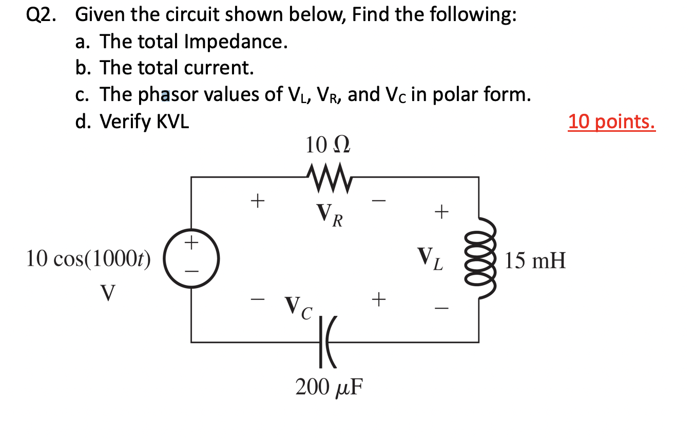 Solved Q2. Given the circuit shown below, Find the | Chegg.com