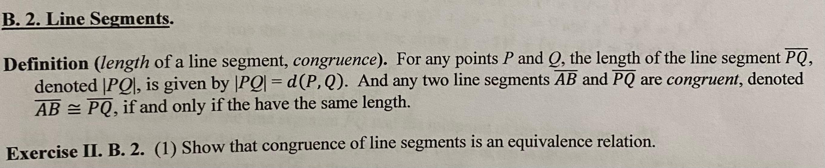 Solved B. 2. Line Segments. Definition (length of a line | Chegg.com