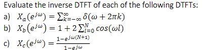 Solved Evaluate the inverse DTFT of each of the following | Chegg.com