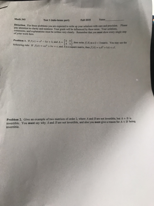 Solved Math 341 Test I (take-home part) Fall20 18 Name | Chegg.com