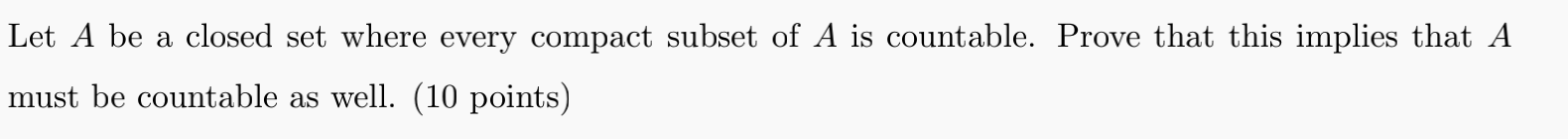 Solved Let A be a closed set where every compact subset of A | Chegg.com