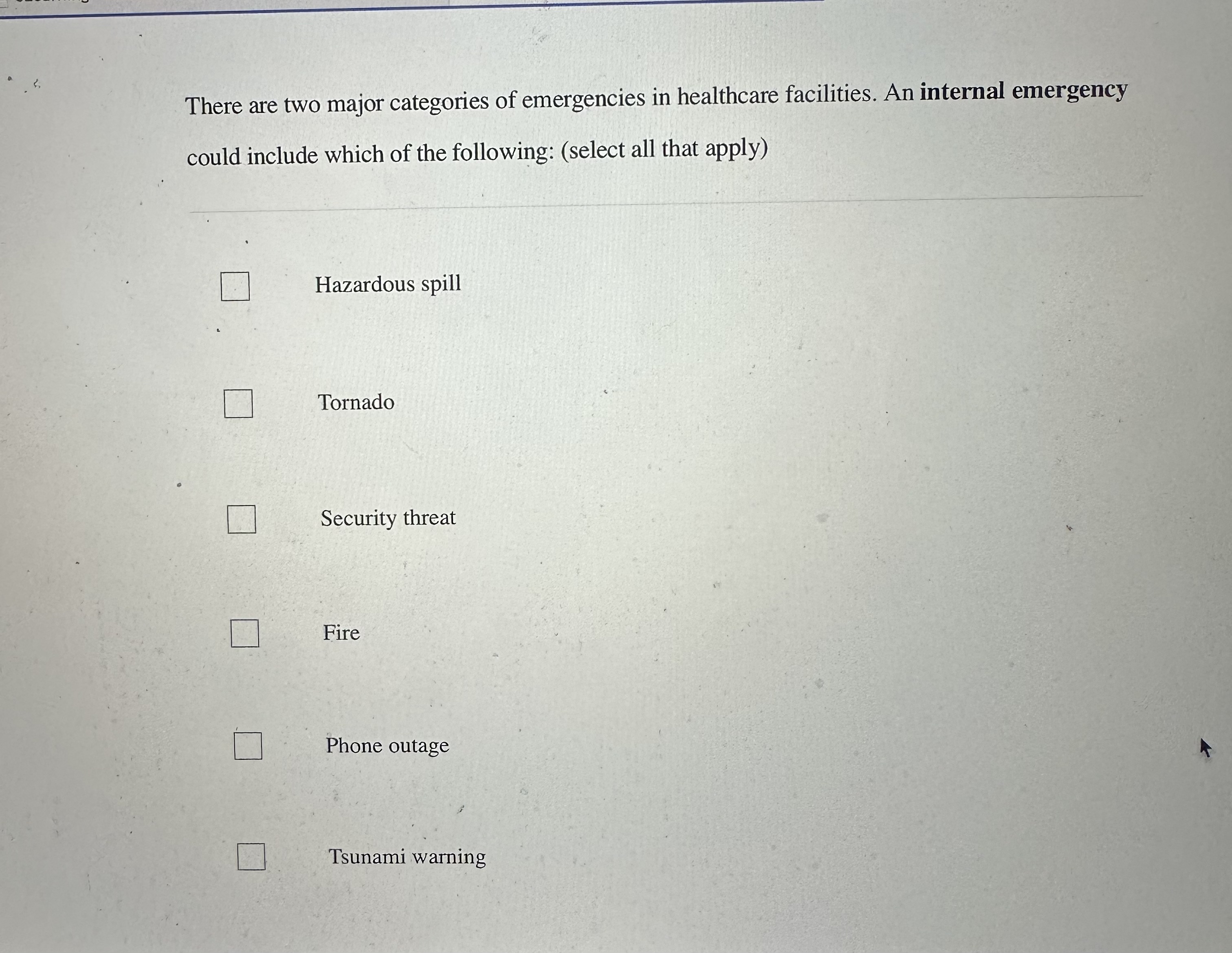 Solved There are two major categories of emergencies in | Chegg.com