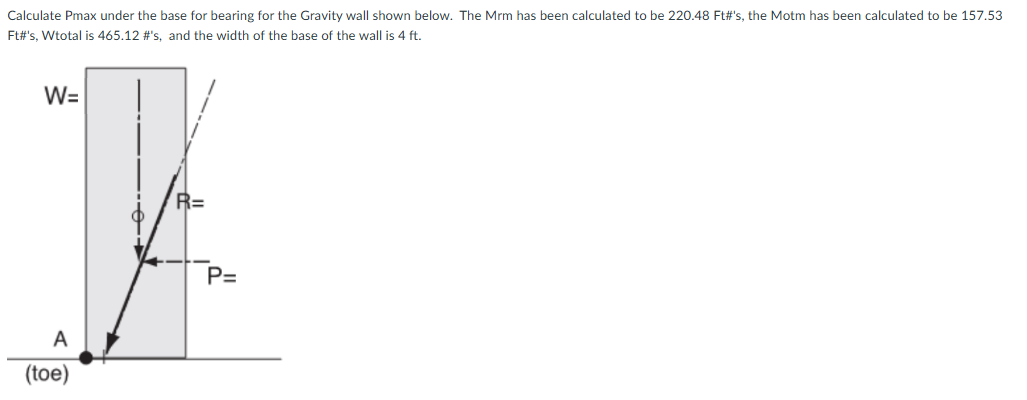 Solved Calculate Pmax under the base for bearing for the | Chegg.com