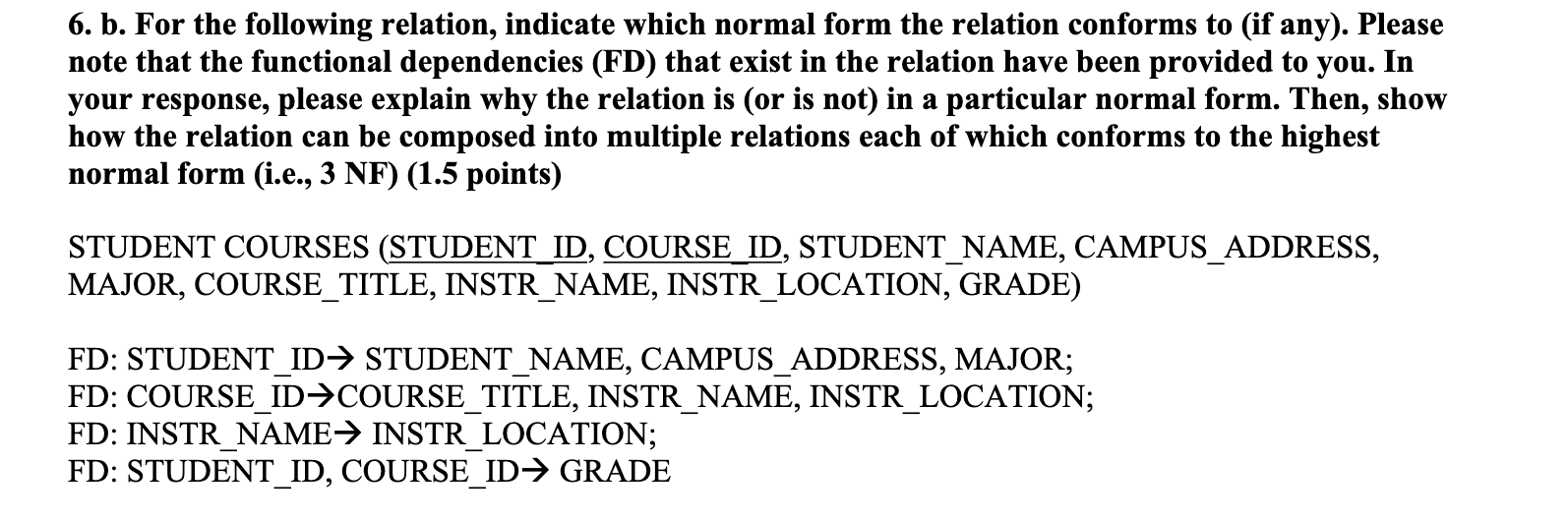 Solved 6. b. For the following relation, indicate which | Chegg.com