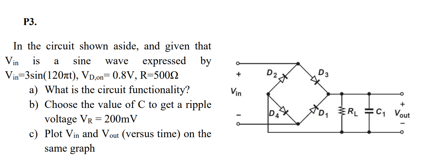 Solved In the circuit shown aside, and given that Vin is a | Chegg.com