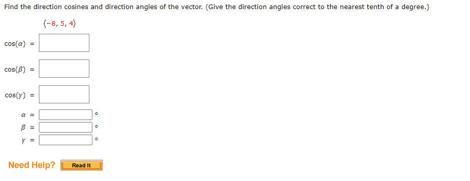 Solved Find the direction cosines and direction angles of | Chegg.com