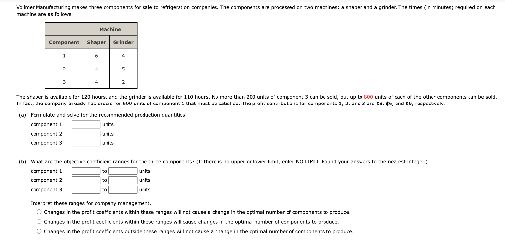 machine are as follows: (a) Formulate and solve for | Chegg.com