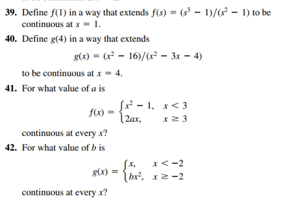 Solved 39. Define f(1) in a way that extends | Chegg.com