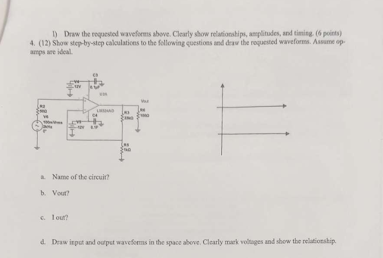 Solved 1) Draw the requested waveforms above. Clearly show | Chegg.com