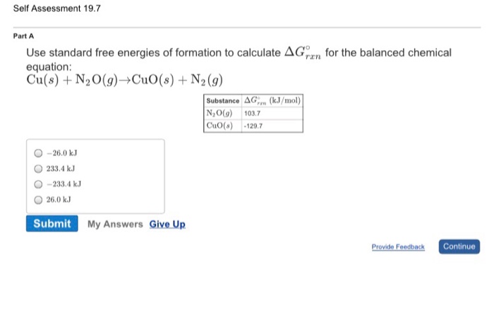 Solved Self Assessment 19.7 Part A Use standard free | Chegg.com