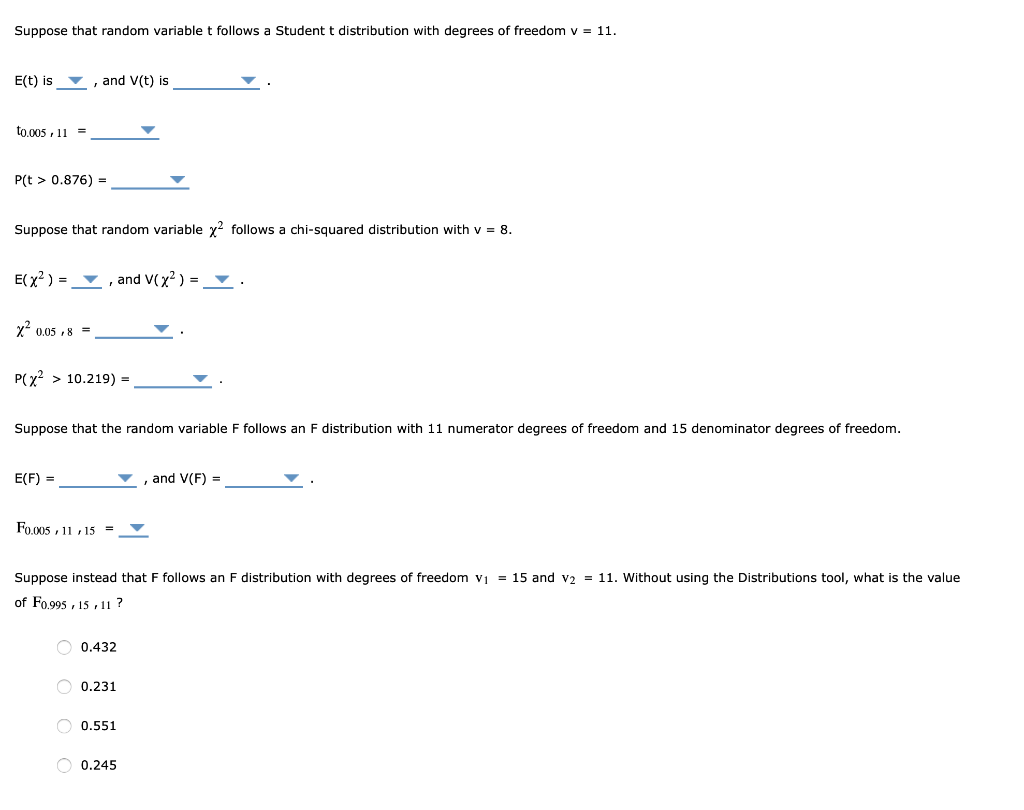Solved Suppose that random variable t follows a Student t | Chegg.com