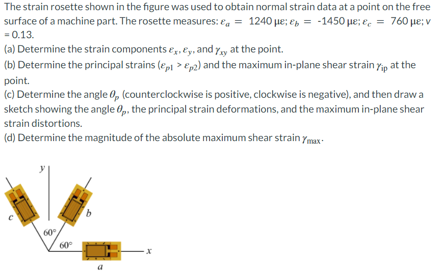 Solved The strain rosette shown in the figure was used to | Chegg.com