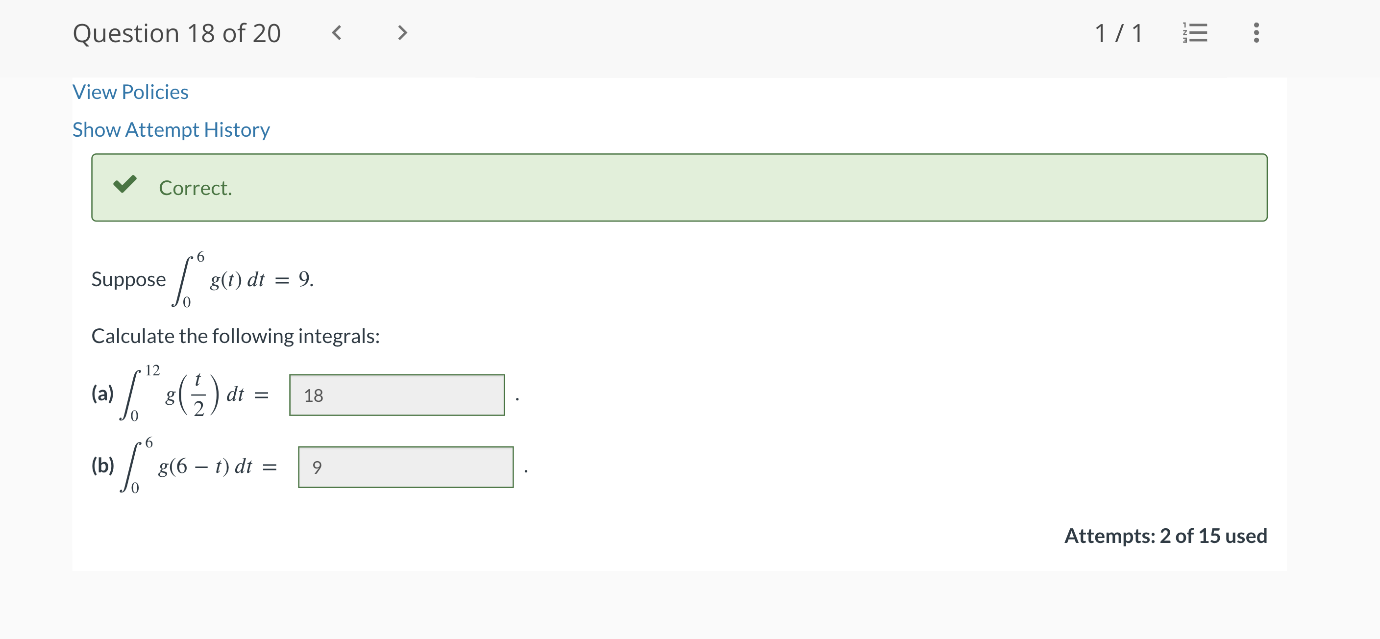 Solved Question 18 ﻿of 20View PoliciesShow Attempt | Chegg.com