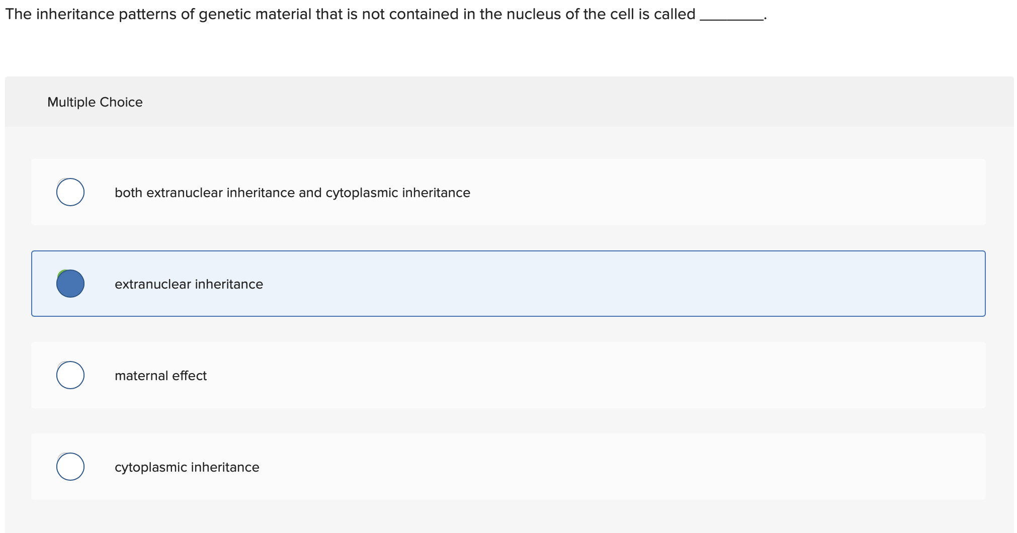 Solved he inheritance patterns of genetic material that is | Chegg.com