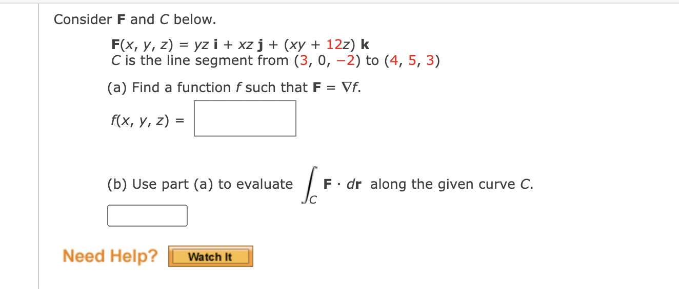 Solved Consider F ﻿and C ﻿below.F(x,y,z)=yzi+xzj+(xy+12z)kC | Chegg.com