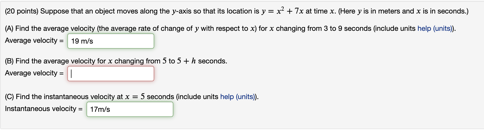 Solved 20 Points Suppose That An Object Moves Along The