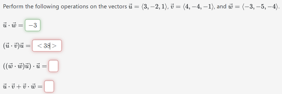 Solved Perform the following operations on the vectors | Chegg.com