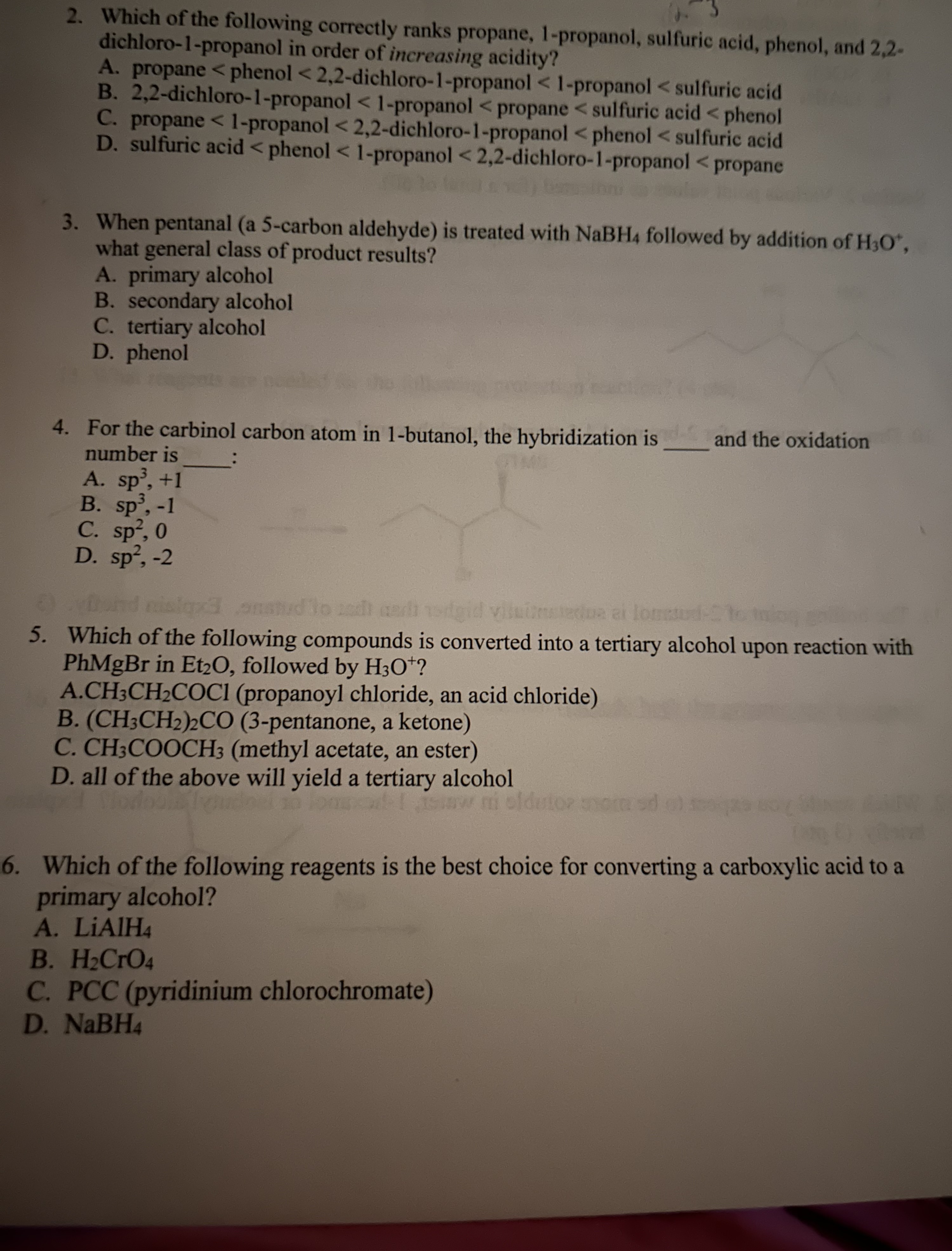 Solved 2. Which of the following correctly ranks propane, | Chegg.com