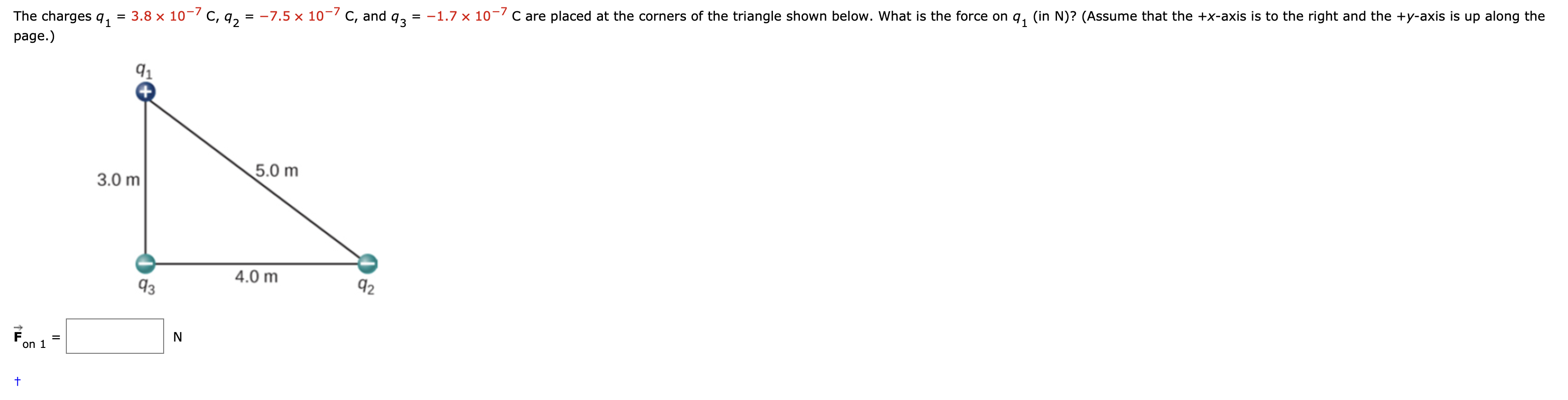 Solved q1=3.8×10−7C,q2=−7.5×10−7C, and q3=−1.7×10−7c(a) | Chegg.com