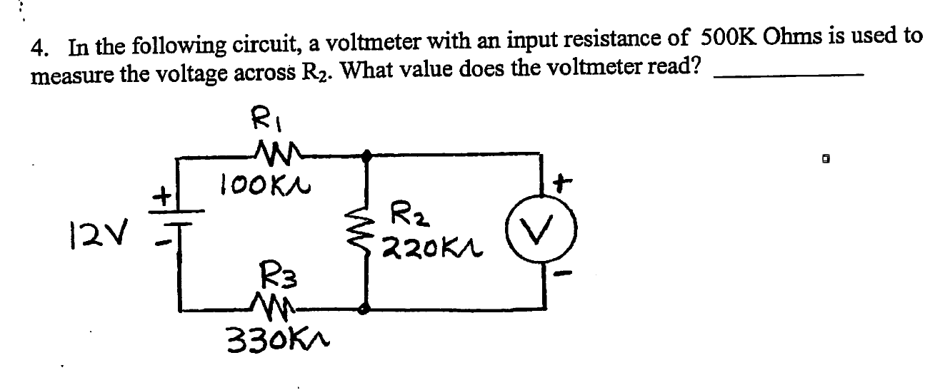 Solved In the following circuit, a voltmeter with an input | Chegg.com