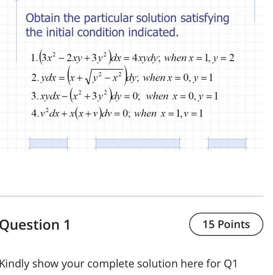Solved Obtain the particular solution satisfying the initial | Chegg.com