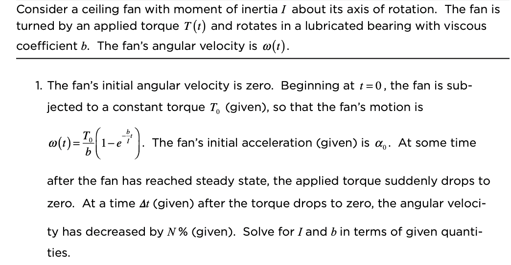 Solved Consider a ceiling fan with moment of inertia I about | Chegg.com