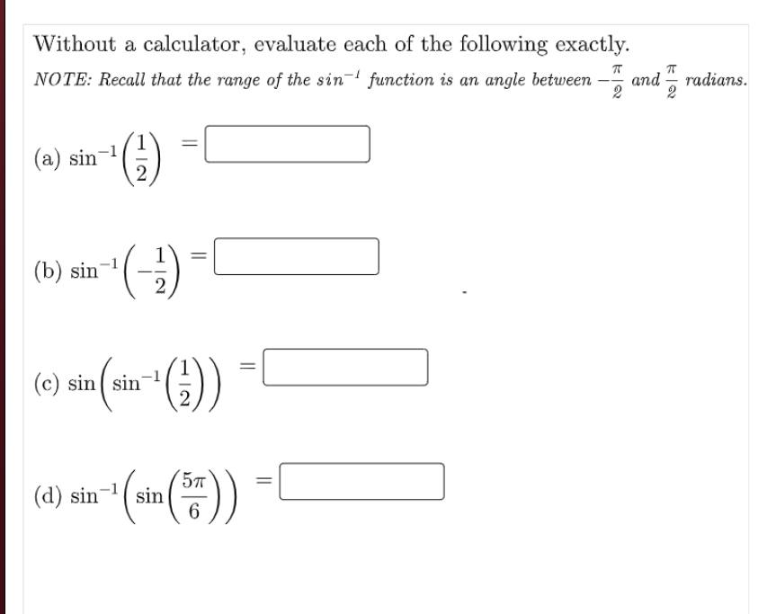 Solved Without a calculator, evaluate each of the following | Chegg.com