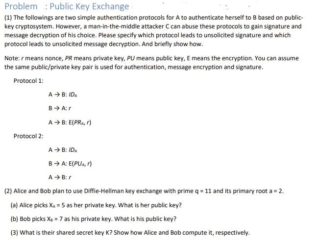 (1) The followings are two simple authentication | Chegg.com