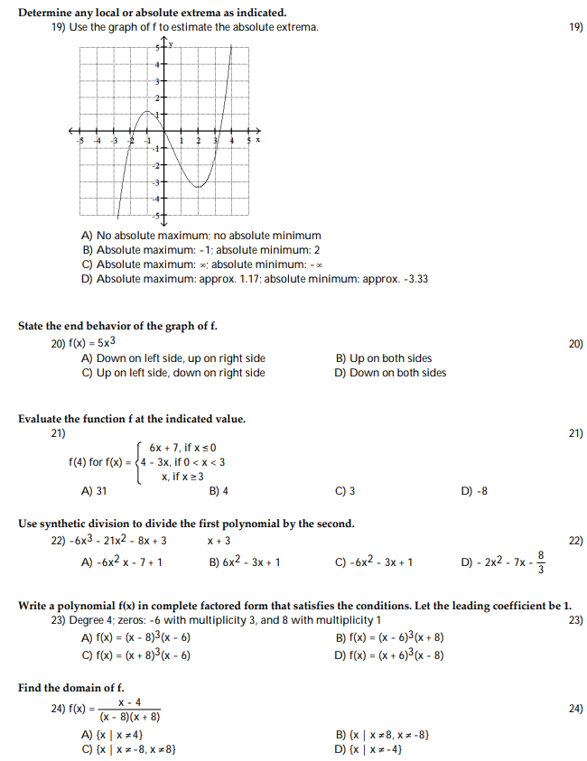 Solved Determine any local or absolute ﻿extrema as | Chegg.com