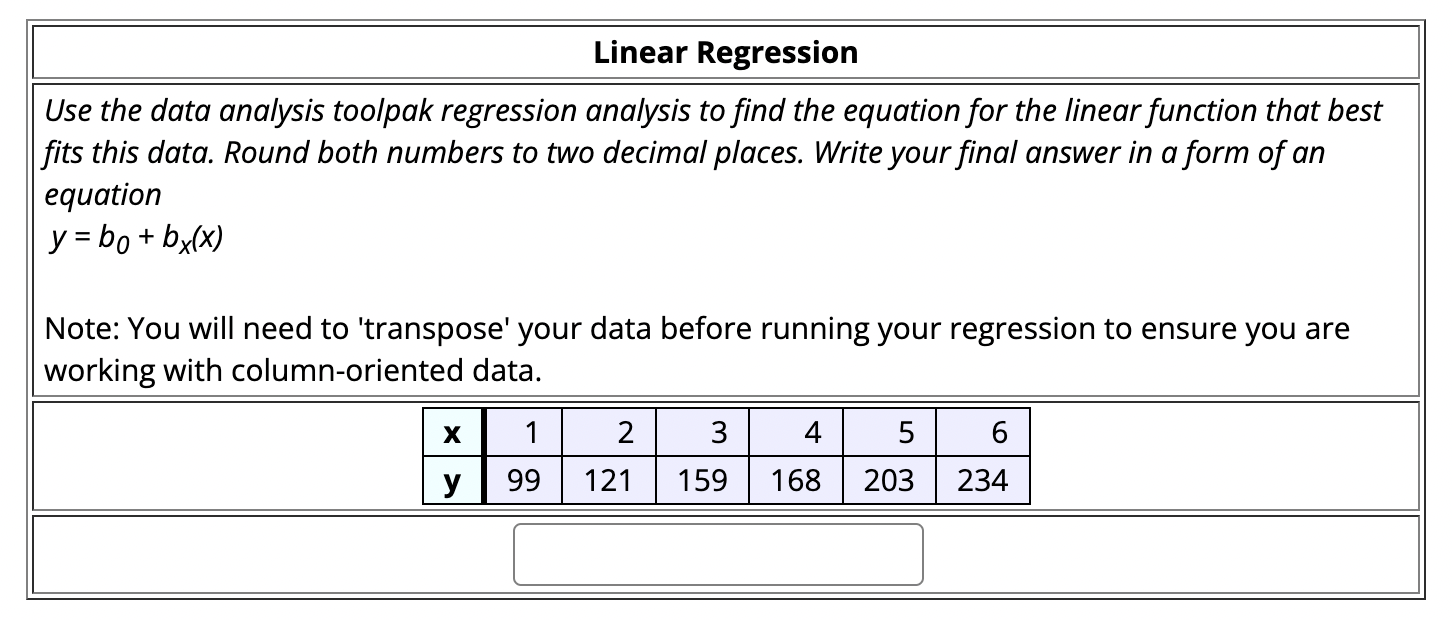 Solved Use the data analysis toolpak regression analysis to | Chegg.com
