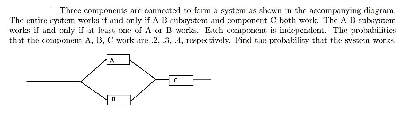 Solved Three components are connected to form a system as | Chegg.com