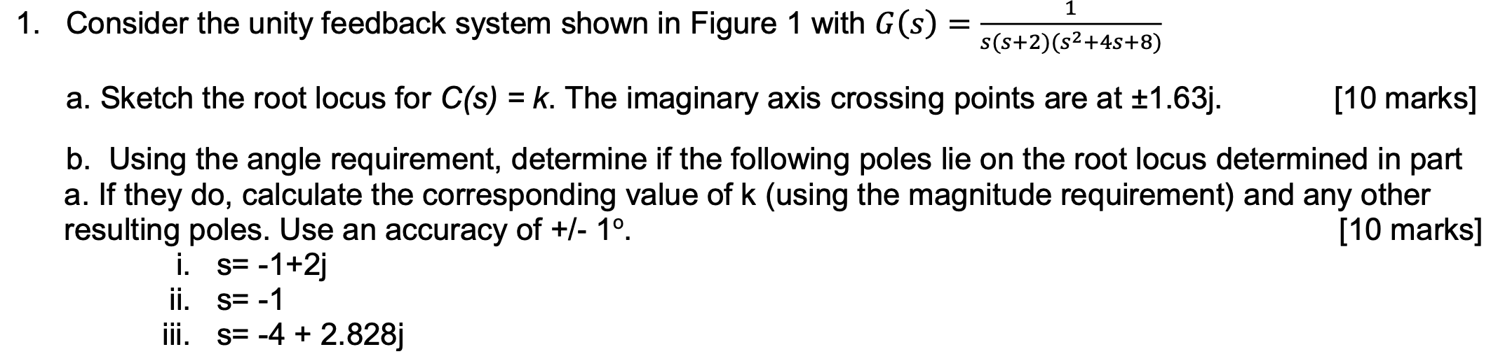 Solved Consider the unity feedback system shown in Figure 1 | Chegg.com