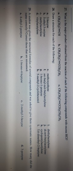 Solved 27. What is the major product obtained from the | Chegg.com