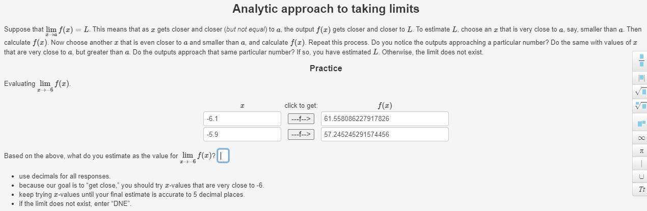 Solved Analytic approach to taking limits Suppose that lim | Chegg.com