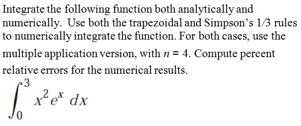 Solved Integrate the following function both analytically | Chegg.com