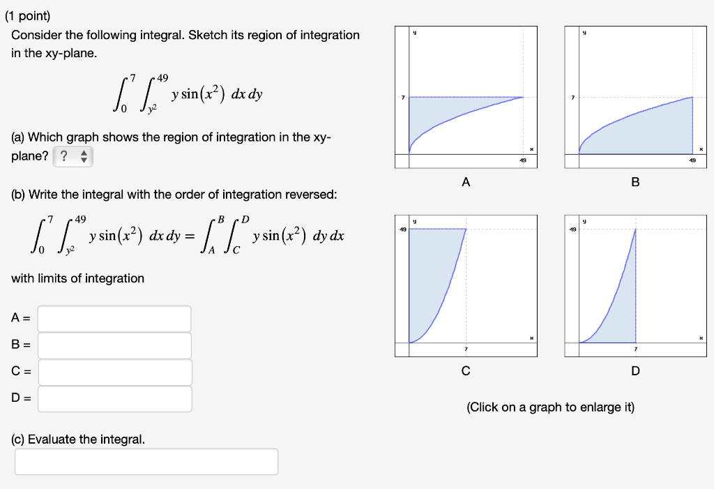 Solved (1 point) Consider the following integral. Sketch its | Chegg.com