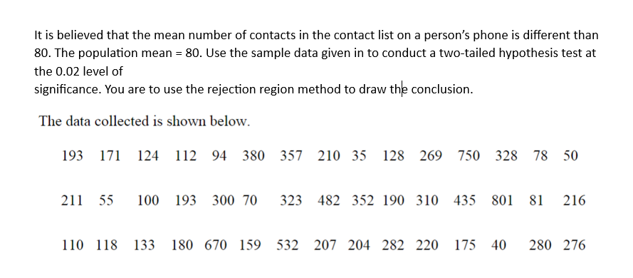 Solved It is believed that the mean number of contacts in | Chegg.com