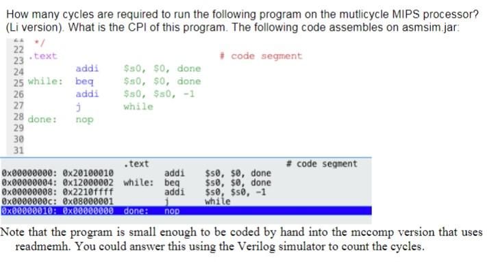 Solved How many cycles are required to run the following | Chegg.com