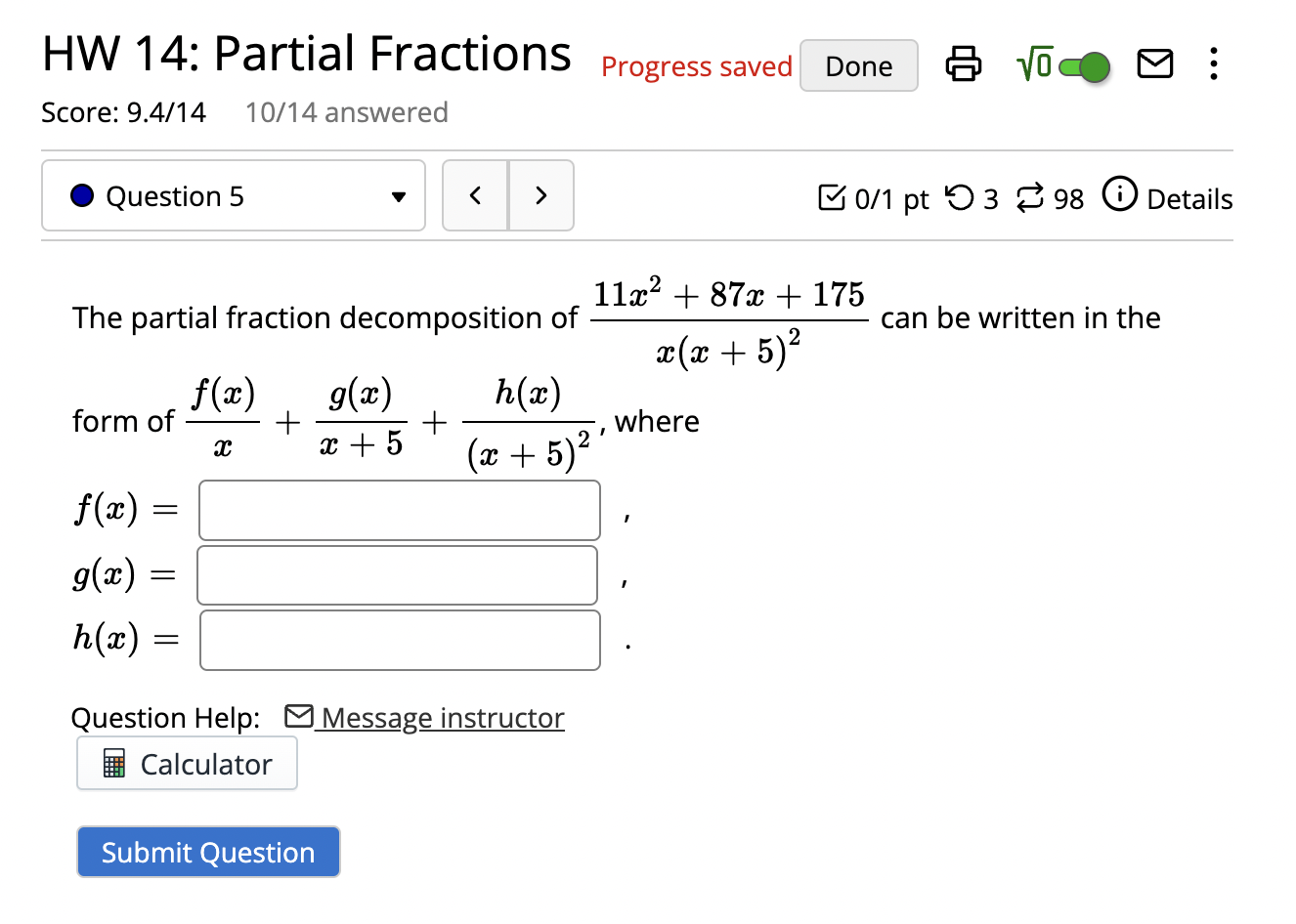 Solved The partial fraction decomposition of | Chegg.com