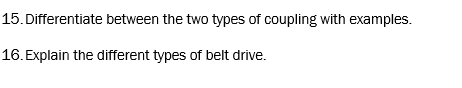 Solved 15. Differentiate between the two types of coupling | Chegg.com